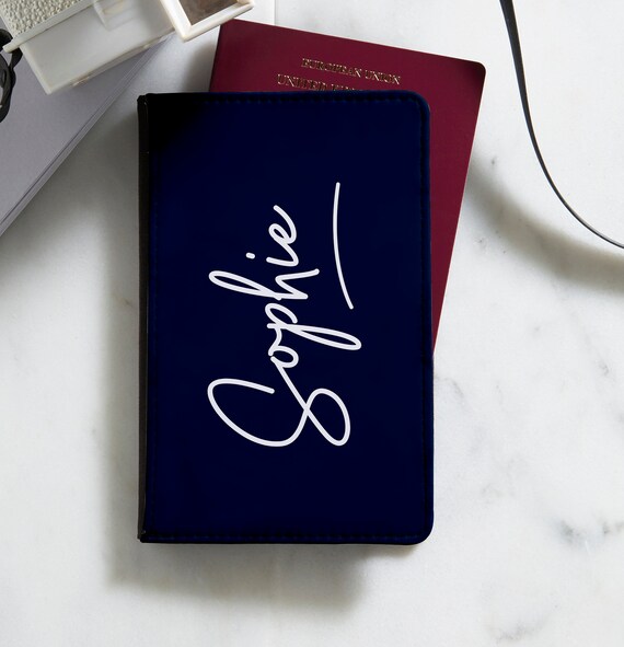 Navy Blue Handwriting Passport Cover Personalised Passport - Etsy