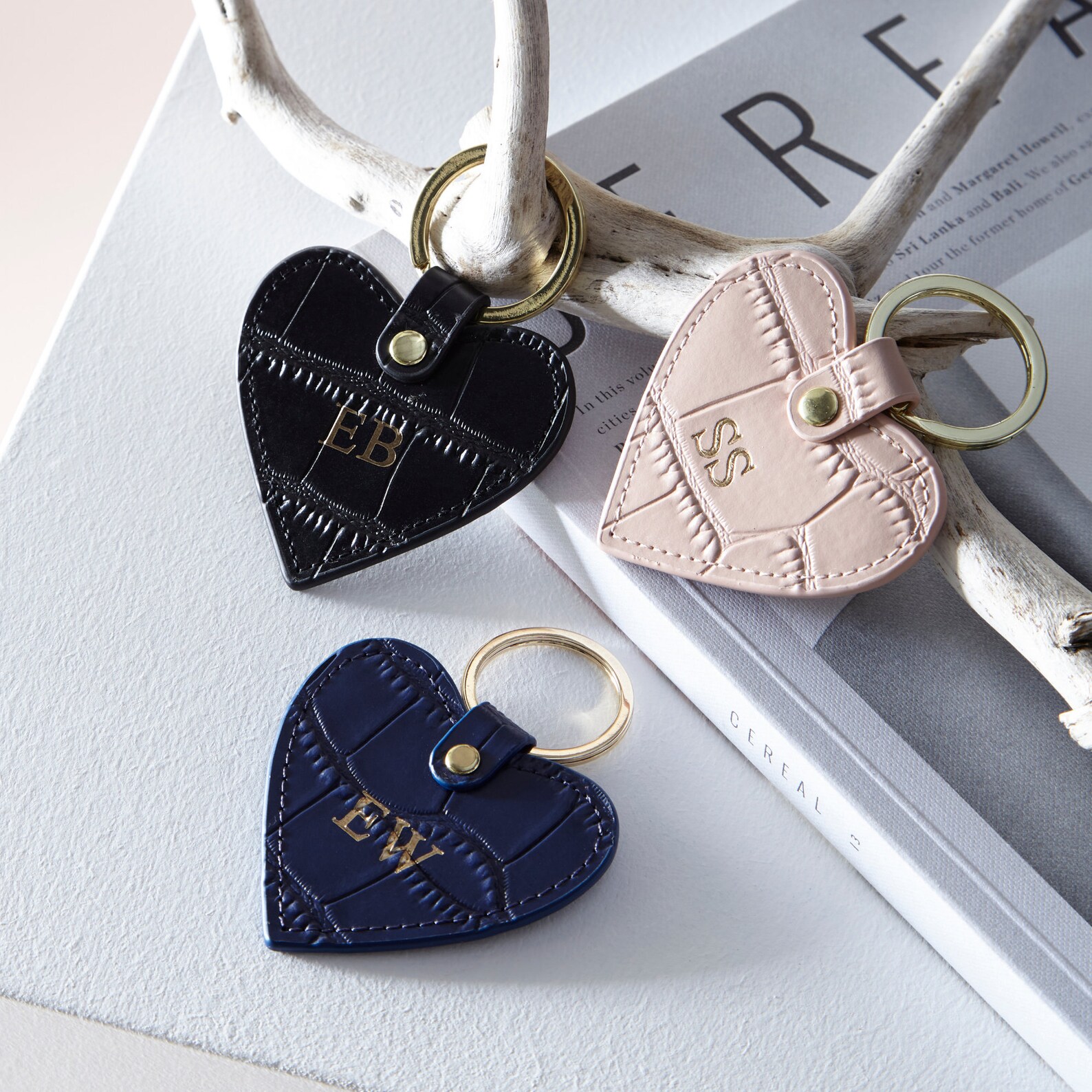 Mock Crock Leather Heart Personalised and Embossed Keychain | Etsy