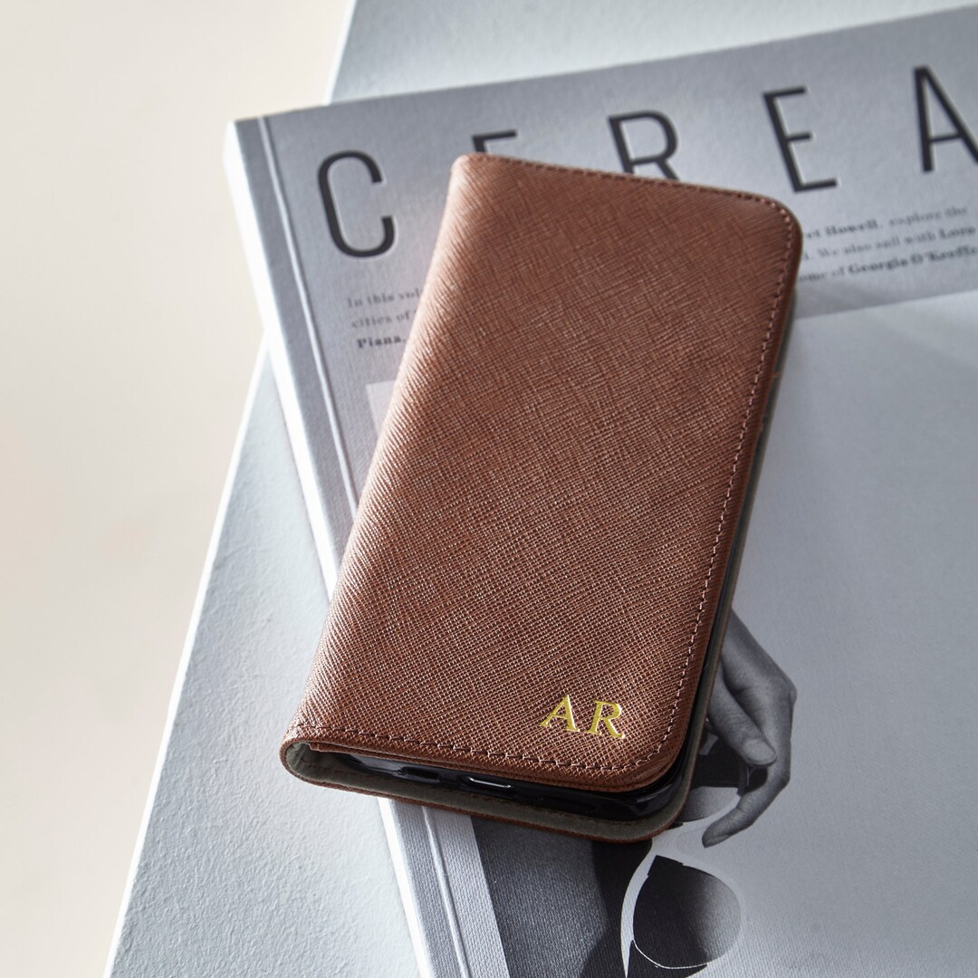 Tan Leather Folio Credit Card Phone Case for iPhone | iPhone Credit ...