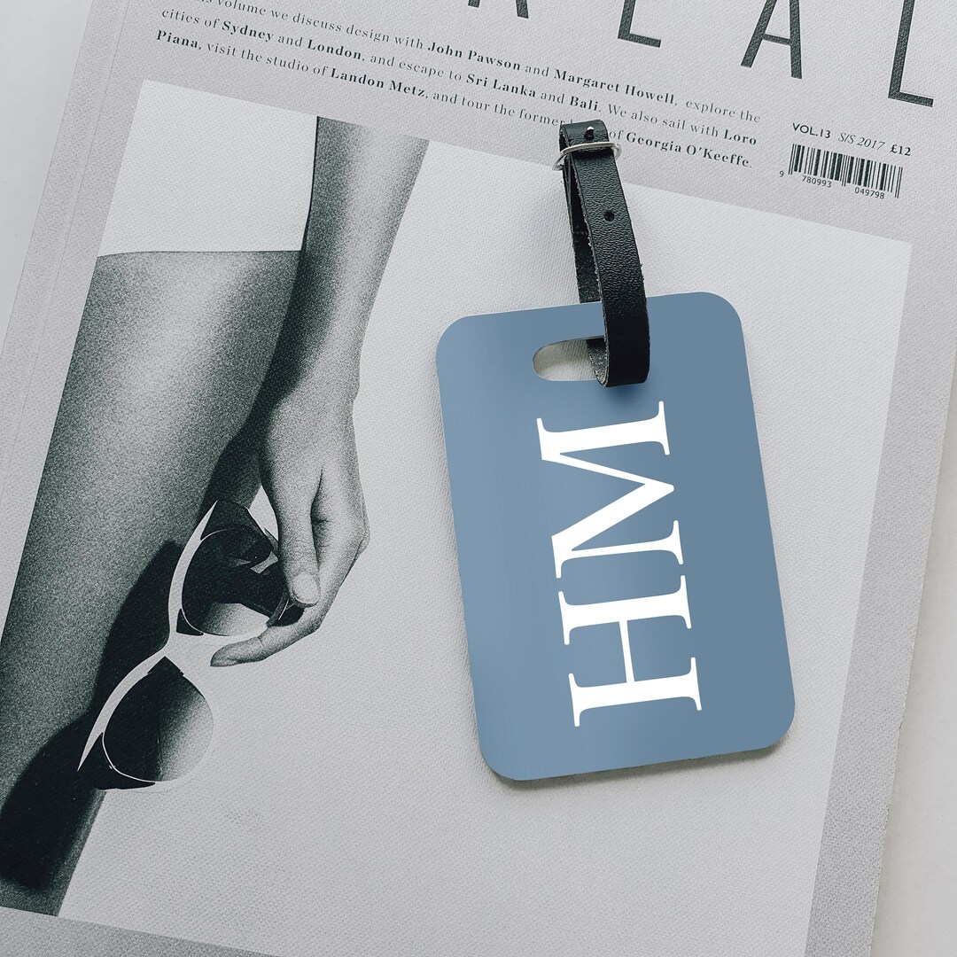 Cloud Blue Monogram Luggage Tag | Personalised Luggage Tag ...