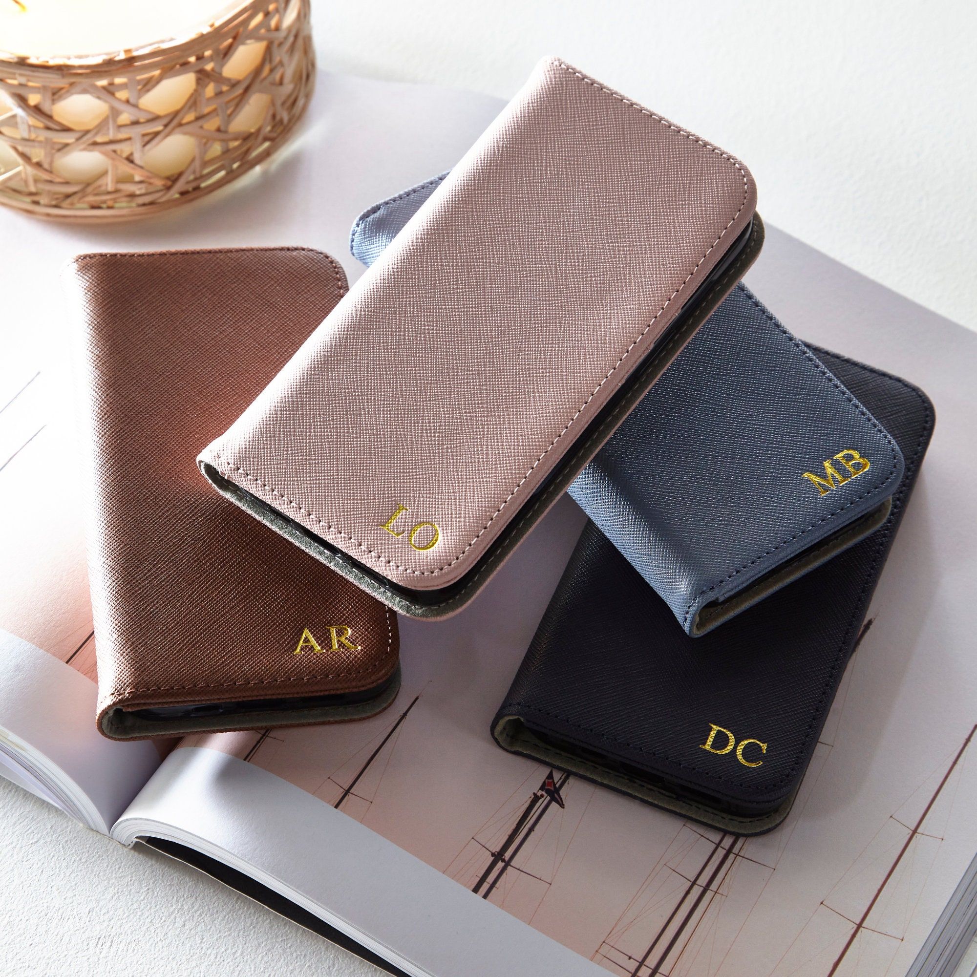 Blue Leather Folio Credit Card Phone Case for Iphone Iphone - Etsy