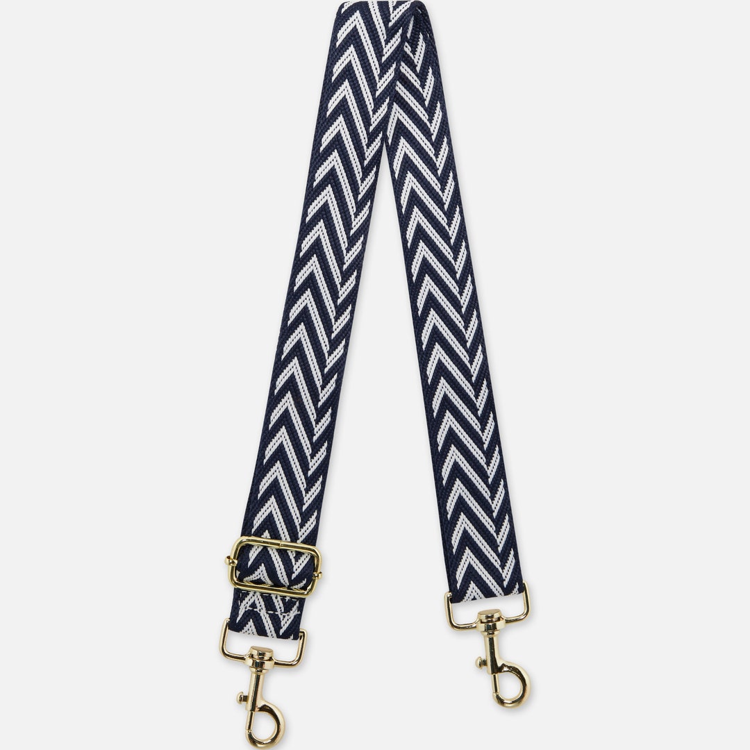 Navy Blue Chevron Print Nylon Bag Strap. Customisable Bag Strap ...