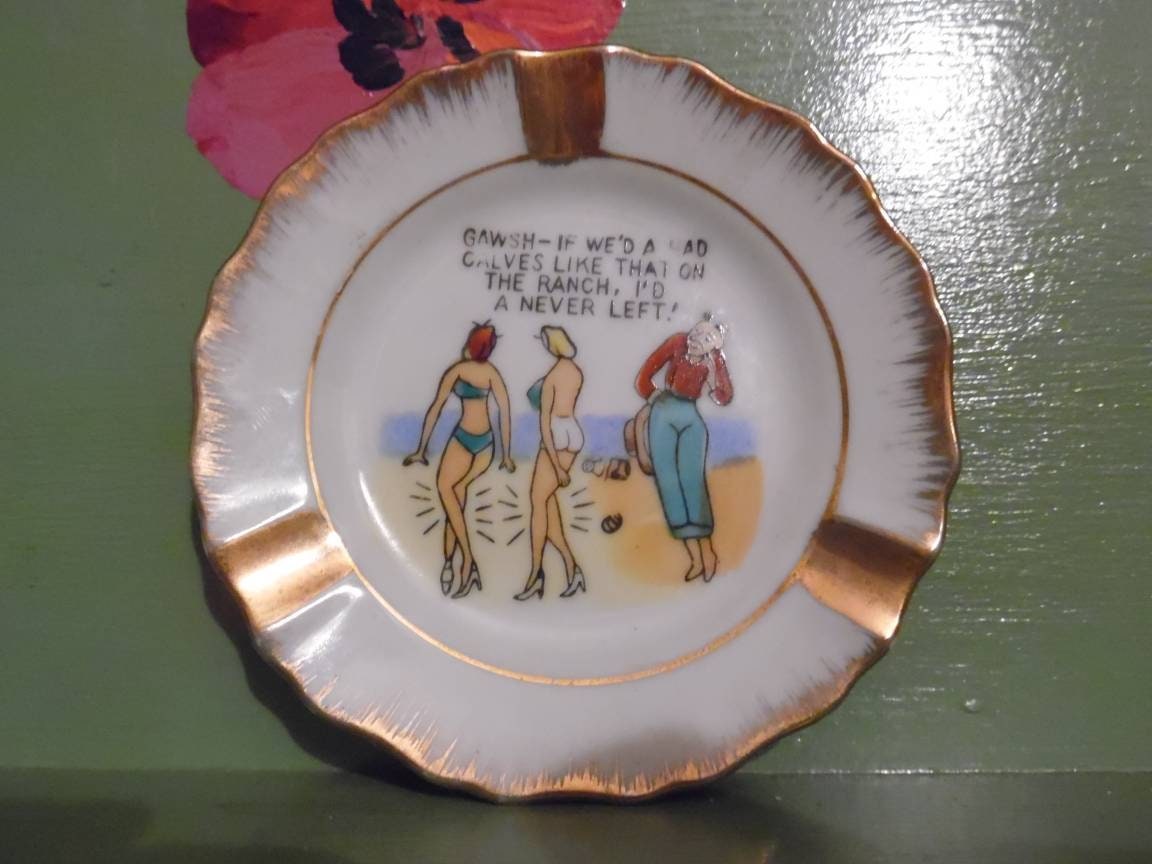 Humor Ashtray Plate Gag Gift Joke Cartoon Novelty Calves Ranch - Etsy