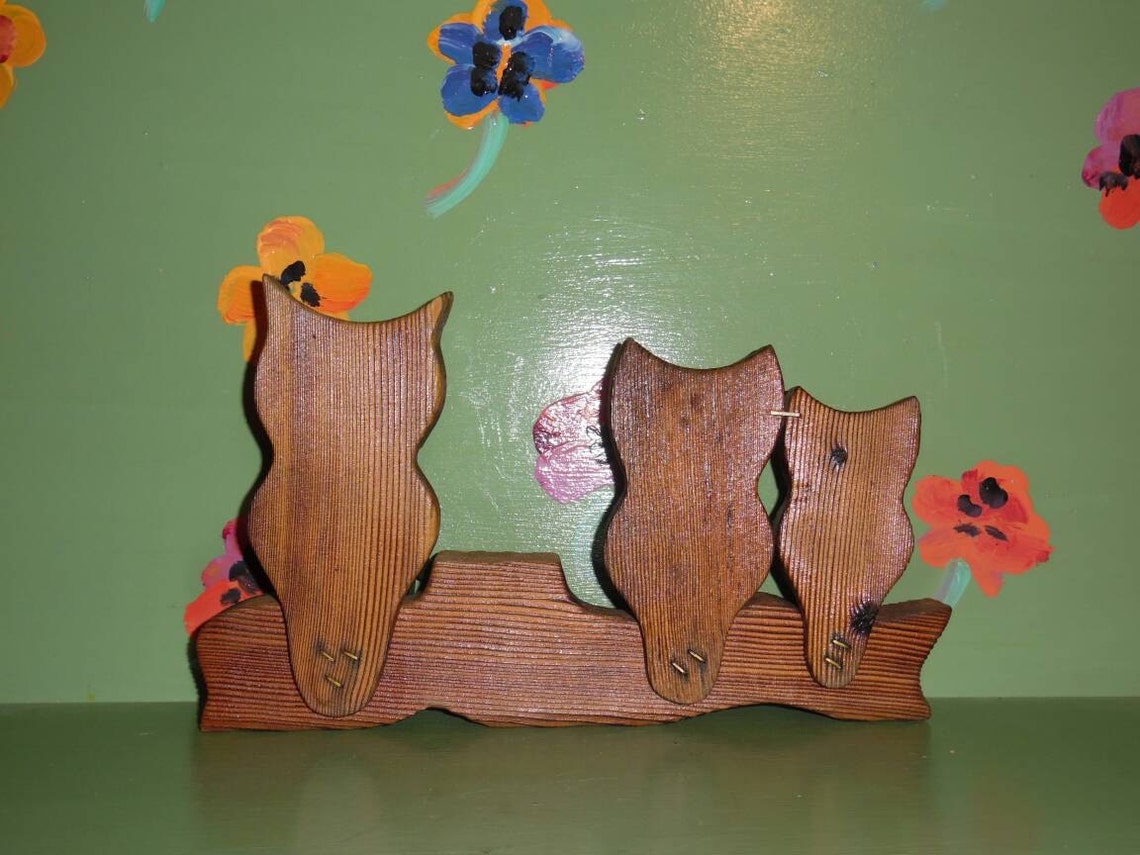 Wood Kitsch Perched Owls Shelf Home Office Desk Window Decor - Etsy