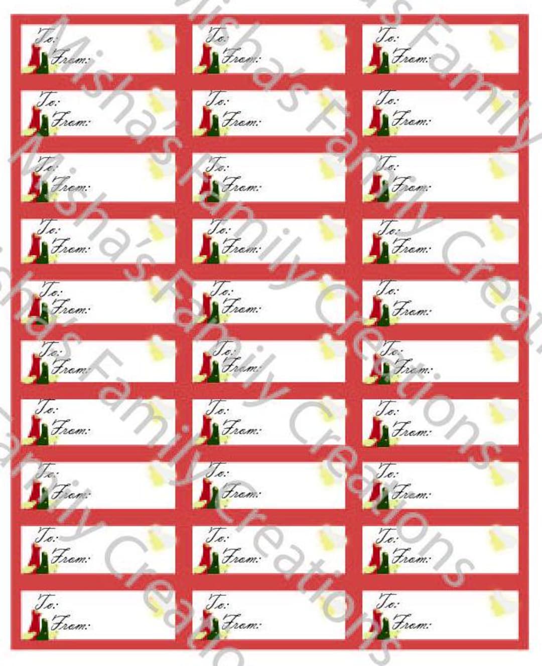 Christmas Gift Tags for Use With Avery 18160 Sticker Pages - Etsy