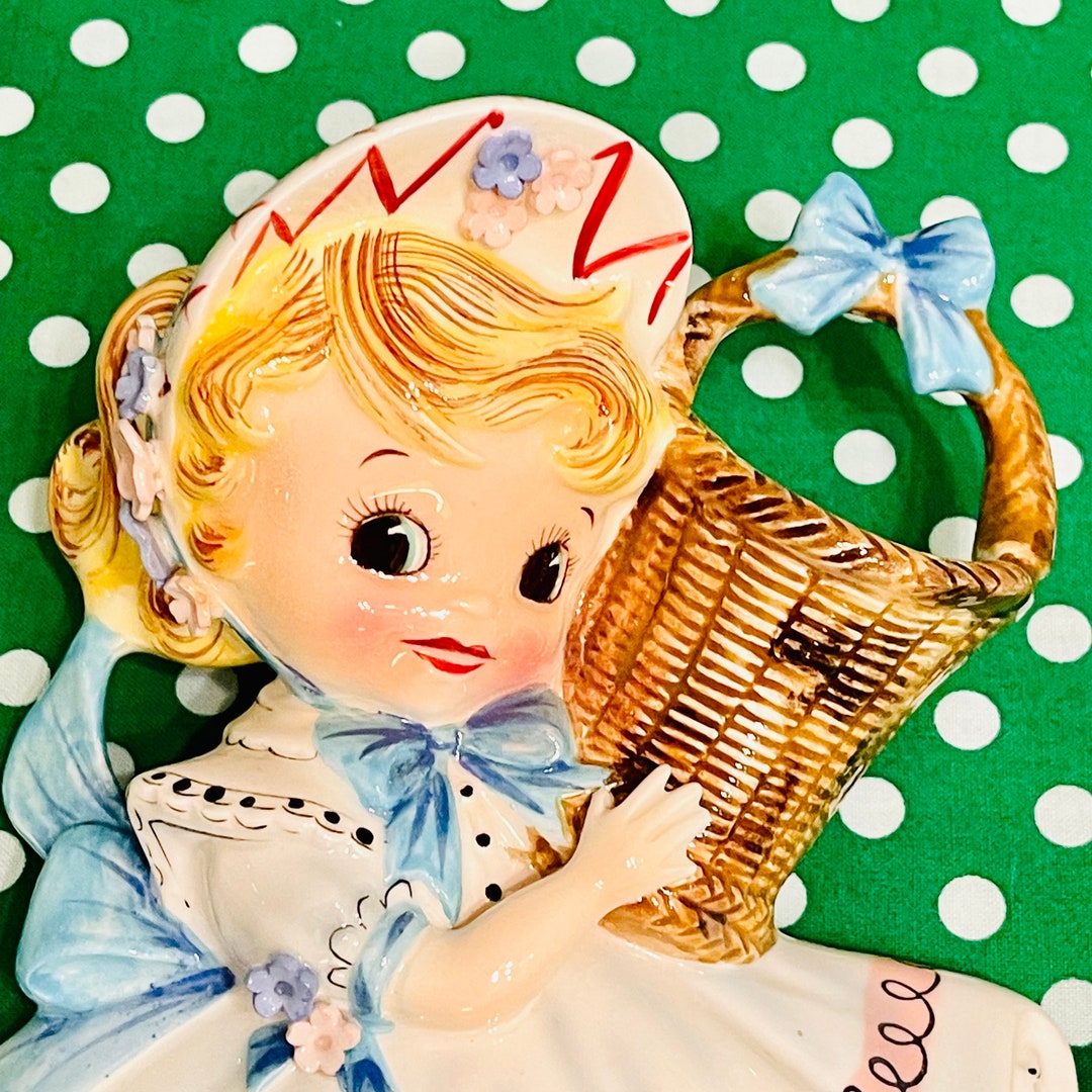 Lefton ESD Miss Dainty in a Bonnet and White Dress Carrying a Basket ...