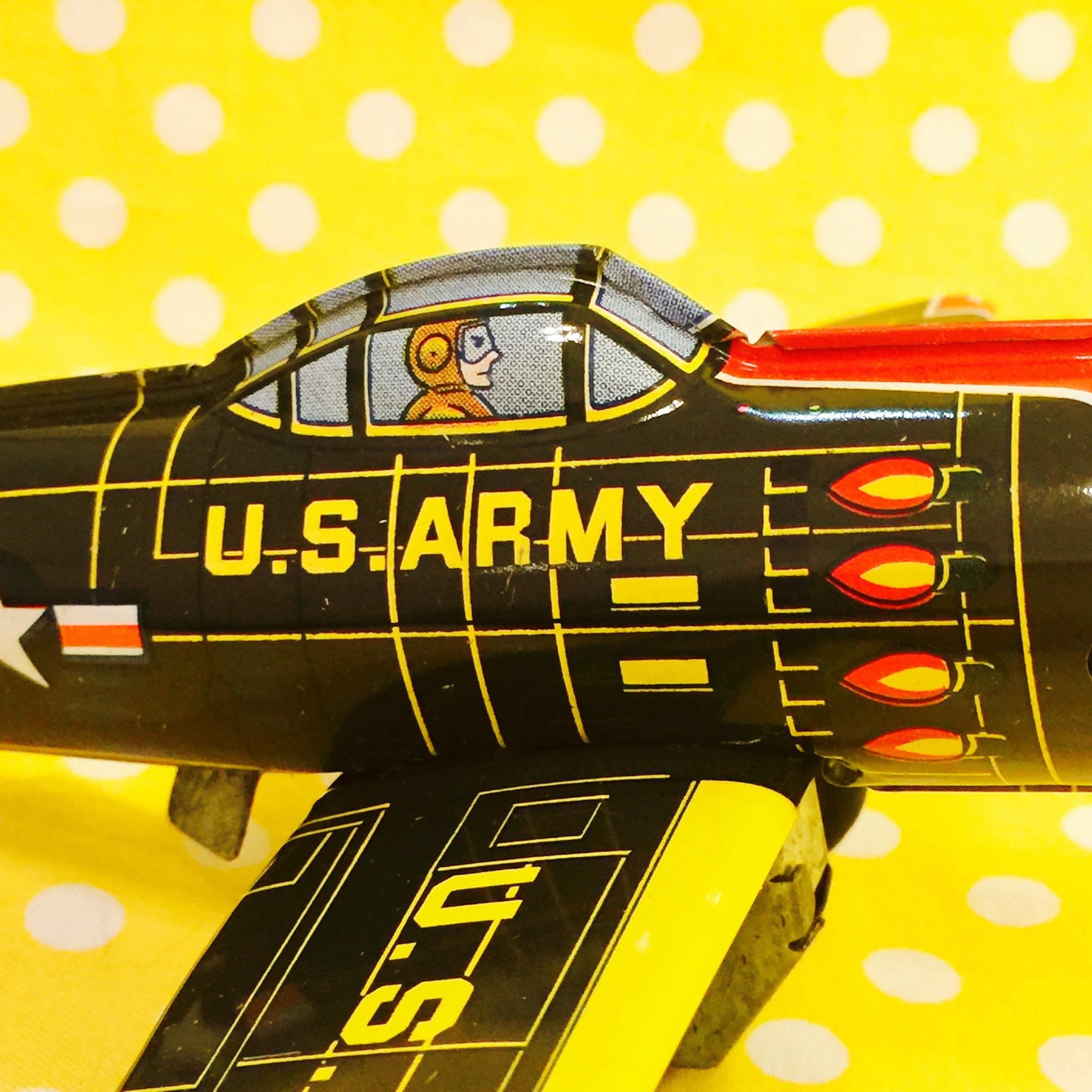 KA Japan US Air Fighter Plane Friction Tin Toy With Original Box Made ...