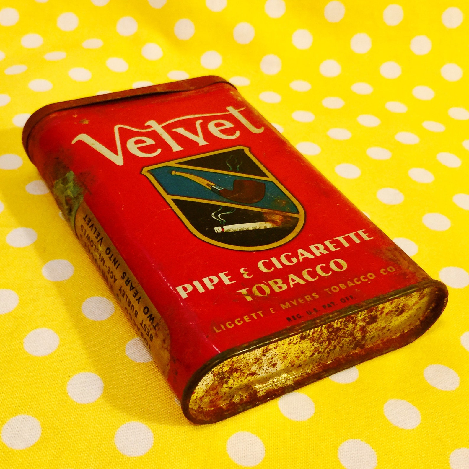 Velvet Pipe and Cigarette Tobacco Tin Box Made in the USA | Etsy