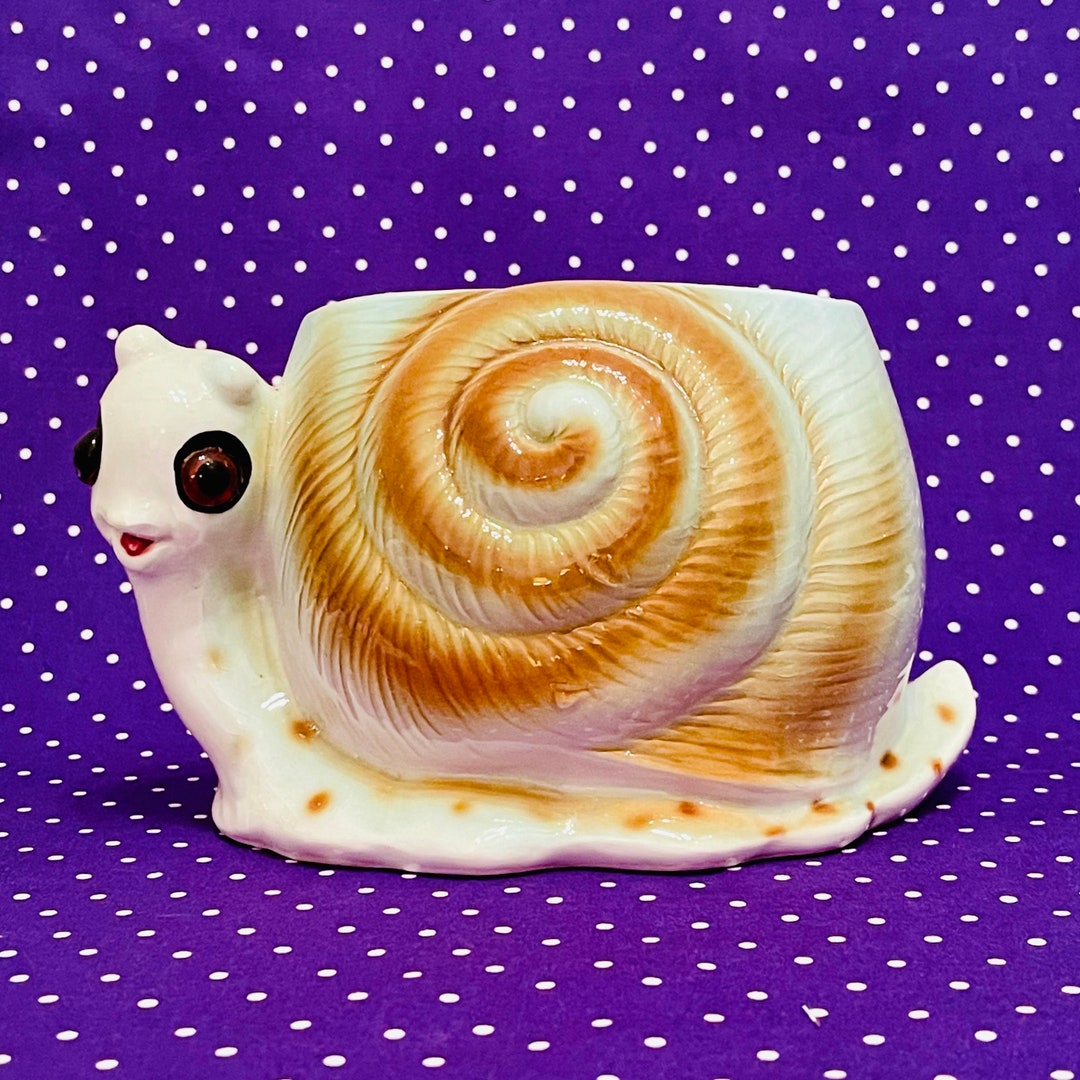 Lefton ESD Anthropomorphic Brown and Aqua Snail Planter Made in Japan ...