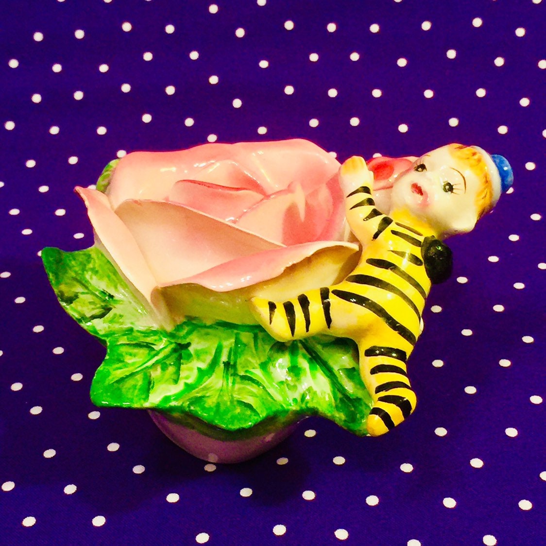 Lefton ESD Anthropomorphic Bee Boy and Pink Rose Flower Wall | Etsy