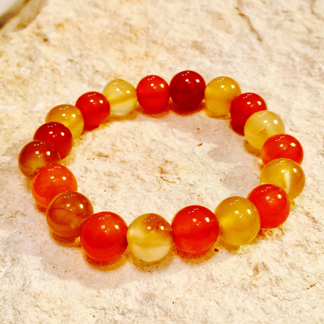 Gemstone Beaded Bracelet Featuring Assorted Agate Beads - Etsy