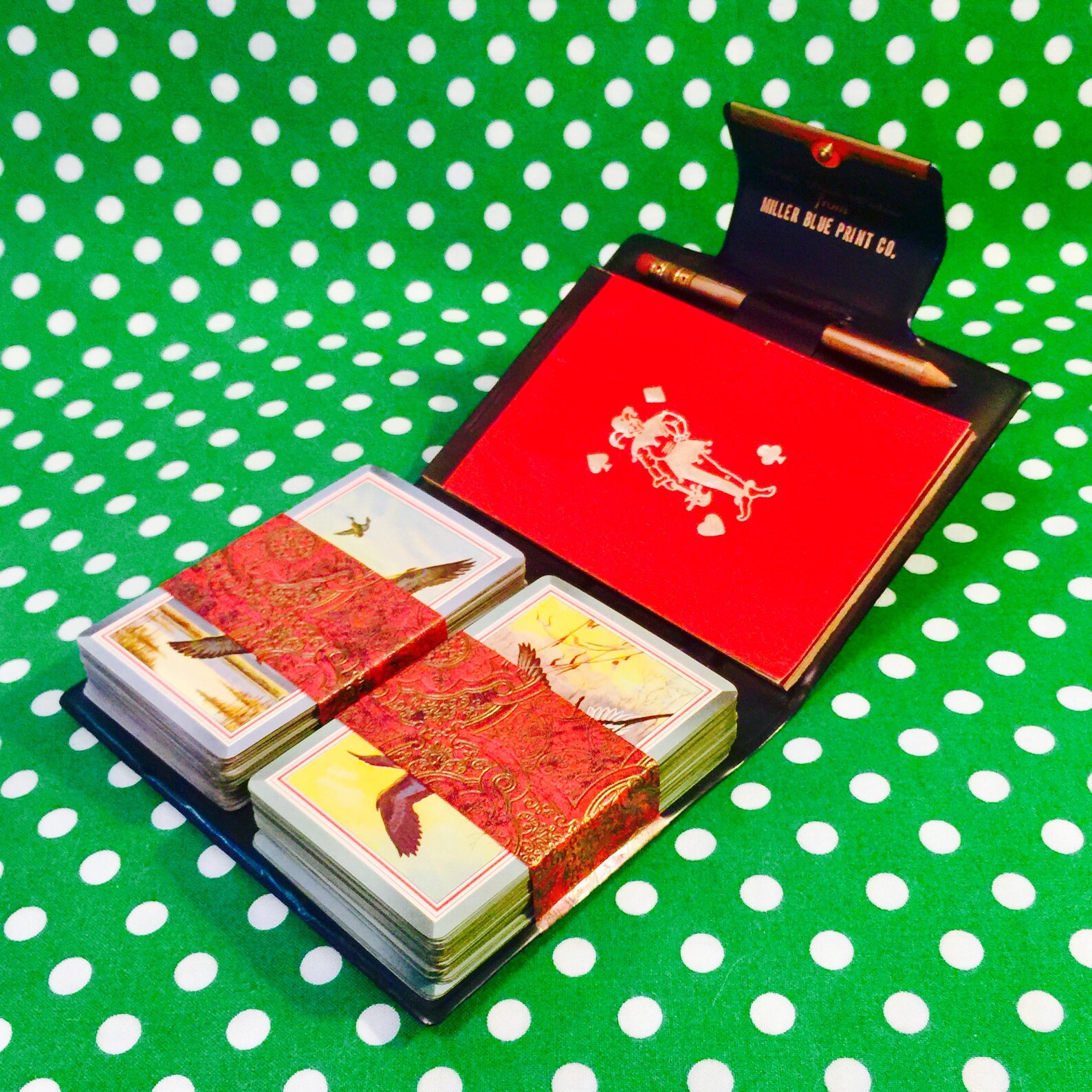 Bridge Set With 2 Decks of Cards Made in the USA Circa 1950s | Etsy