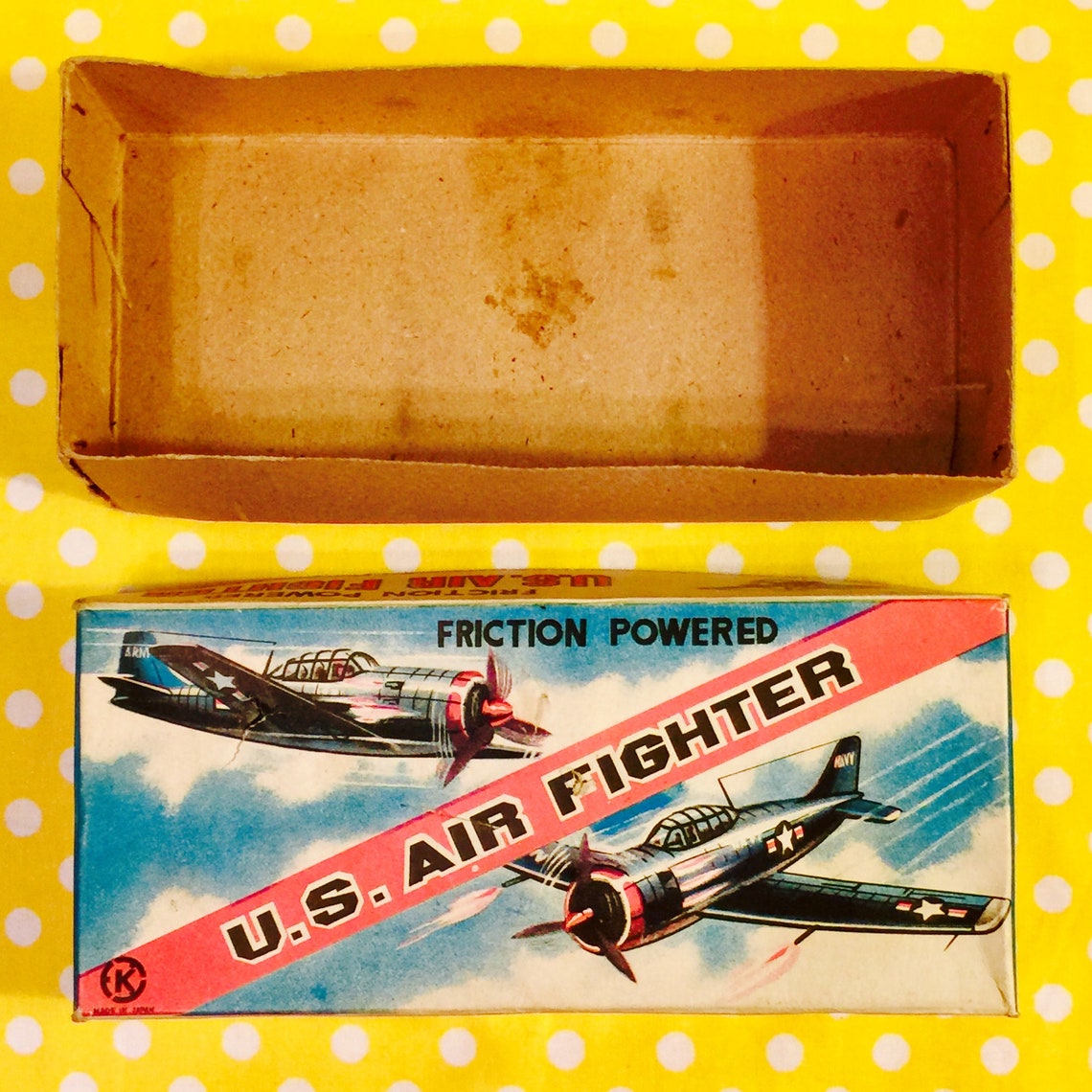 KA Japan US Air Fighter Plane Friction Tin Toy with Original | Etsy