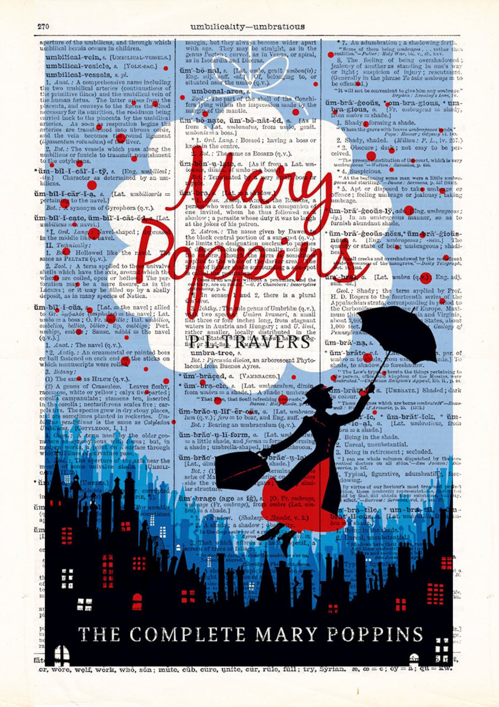 Mary Poppins by P L Travers. Book Cover Art Print - Etsy