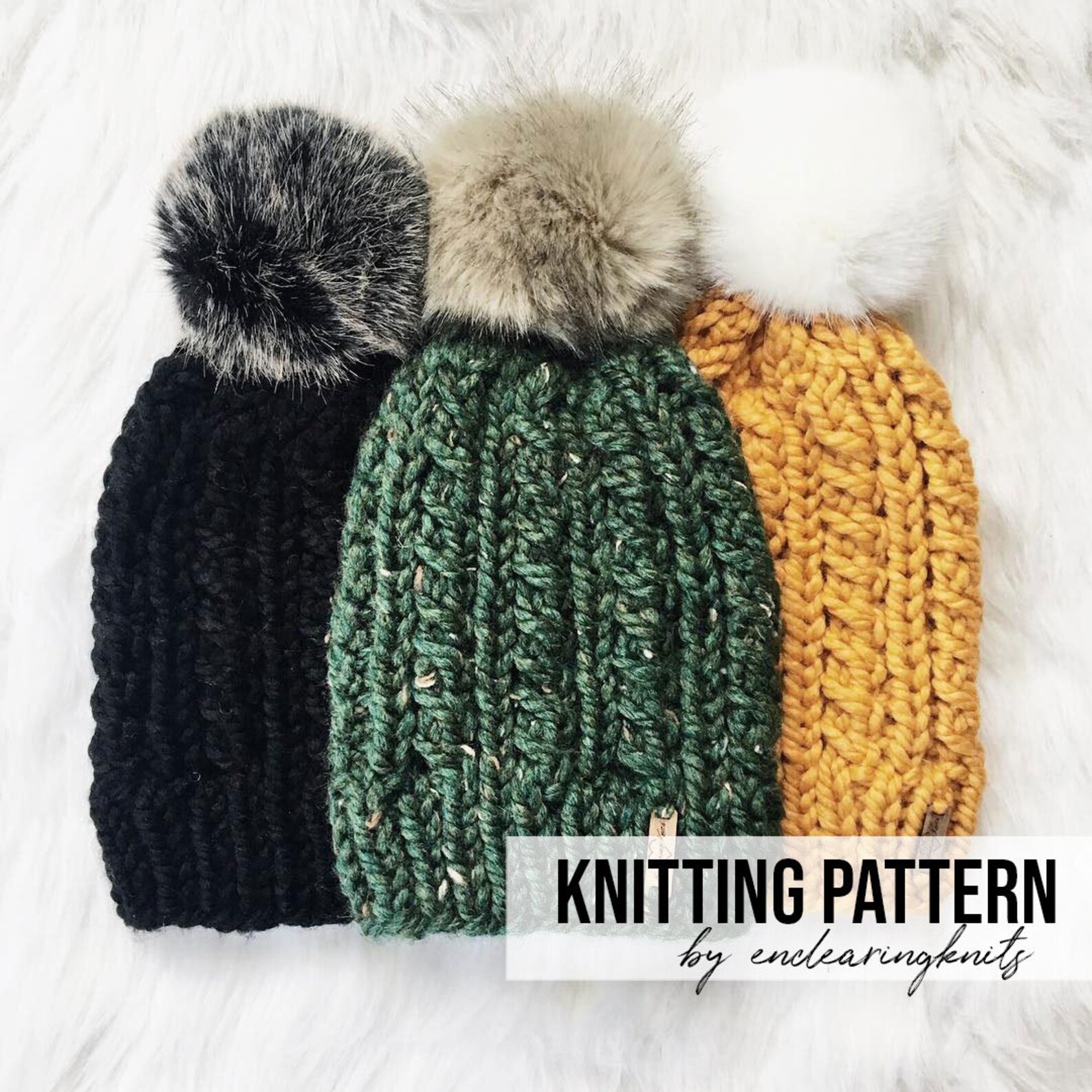 Knitting Hat Pattern Knit Cable Tuque Slouchy Beanie Faux - Etsy