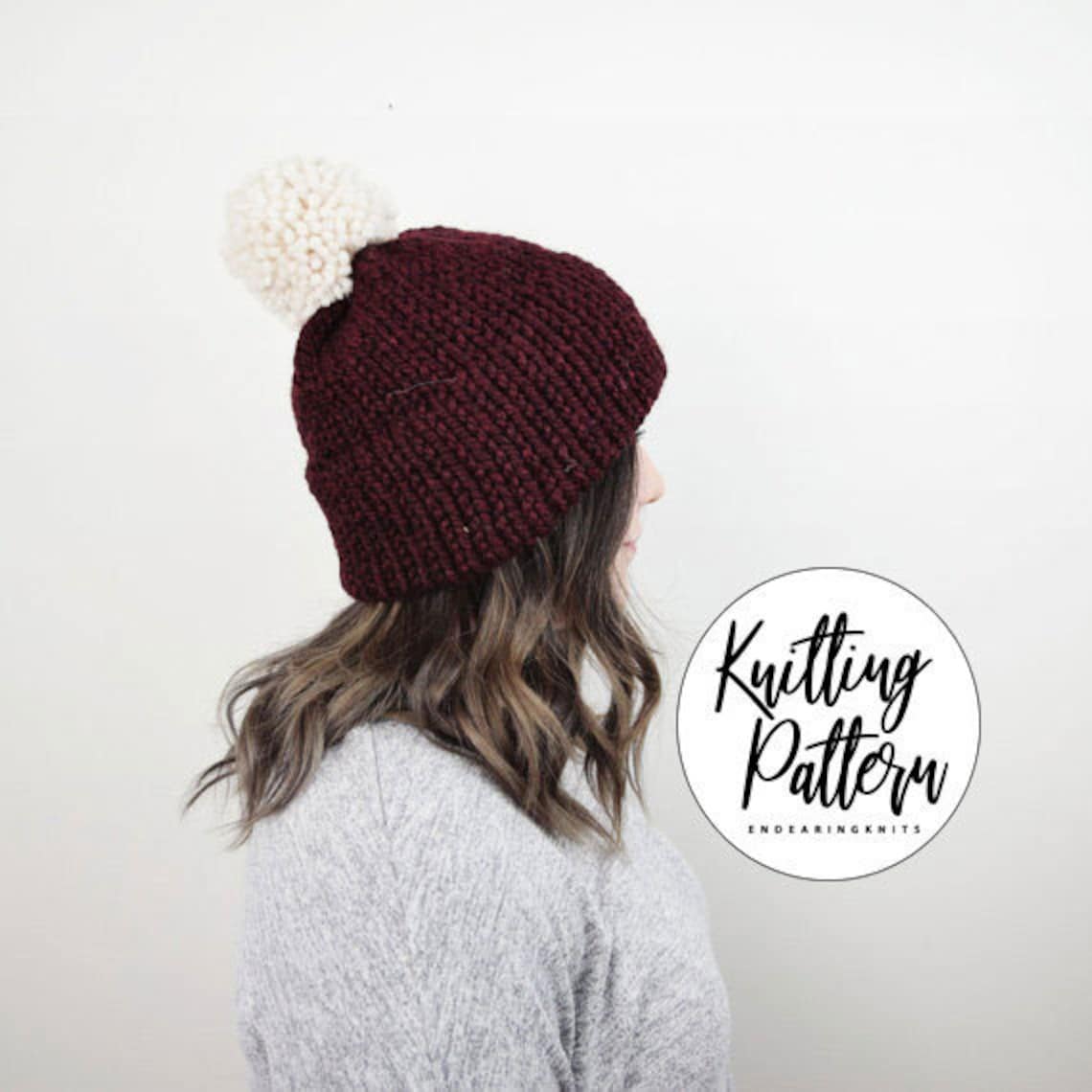 Knitting Hat Pattern Knit Double Brim Tuque Red Slouchy - Etsy