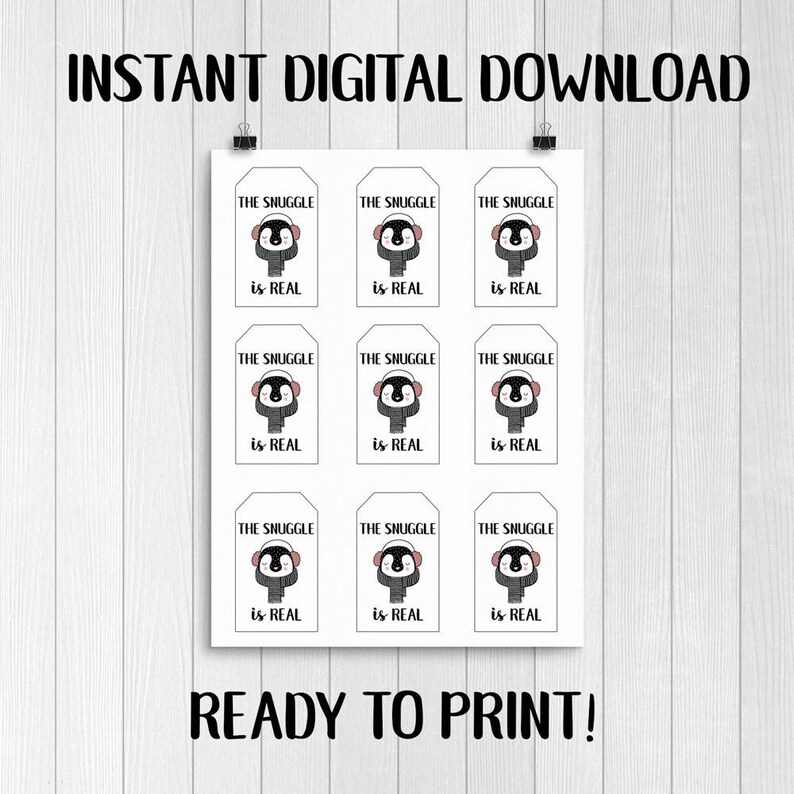 Printable Tags Gift Tags the Snuggle is Real Gift Wrap | Etsy