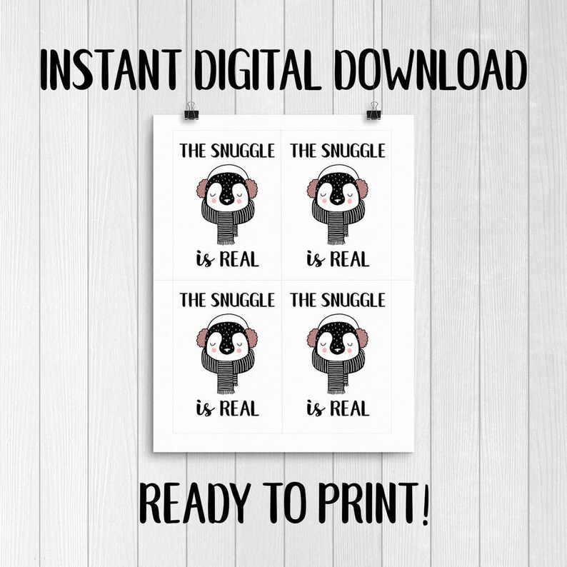 Printable Cards - the Snuggle is Real - Thank You Card - Gift Wrap ...