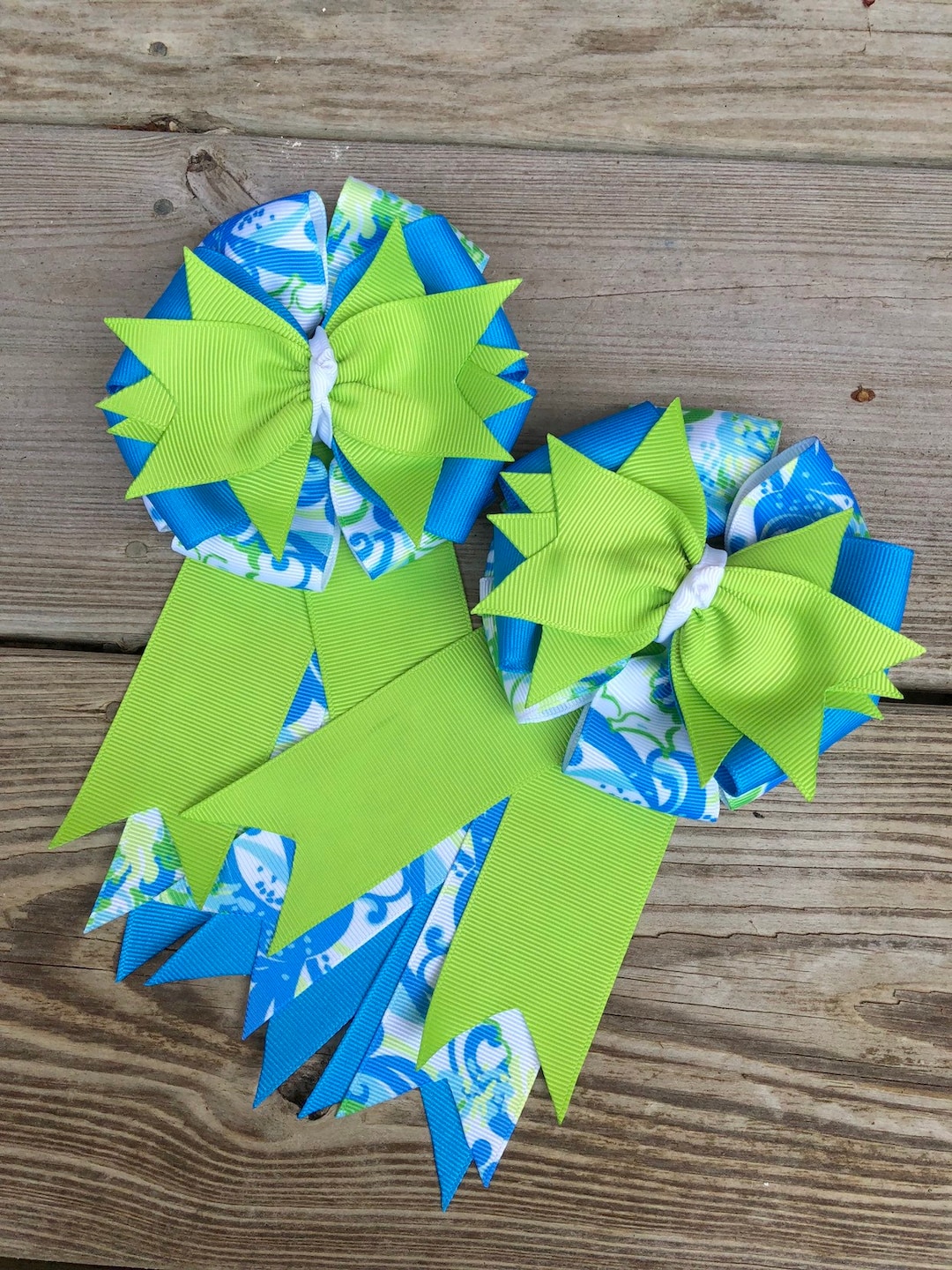 Apple Green & Island Blue Show Bows - Etsy
