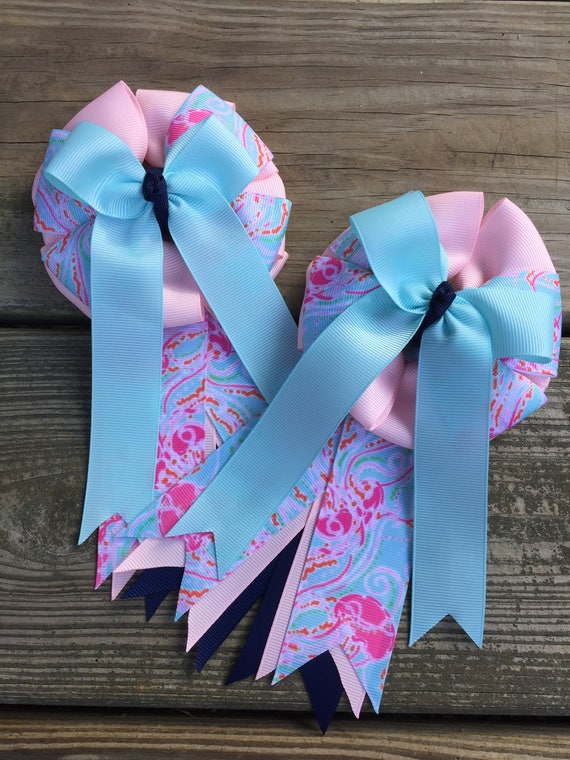 Pink & Blue Jellyfish Equestrian Hair Bow/show Bow Set | Etsy