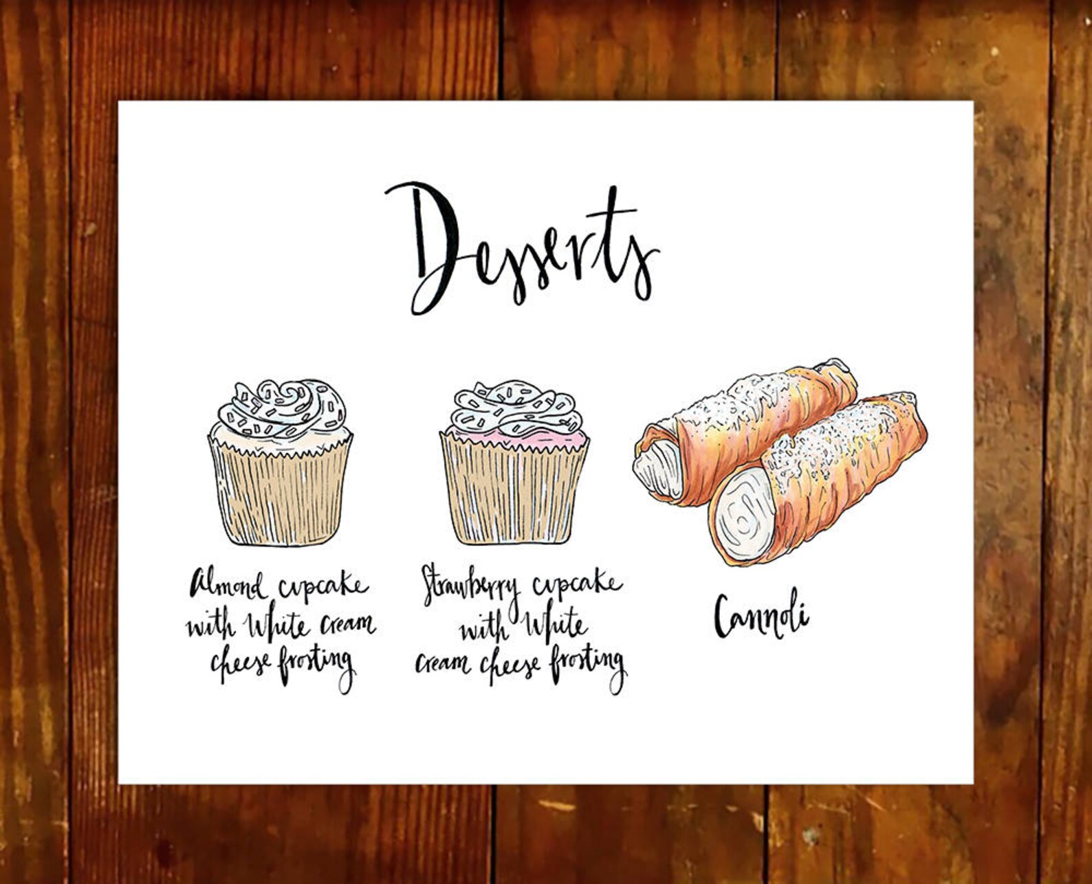 Custom Dessert Wedding/party Sign Drawing Print Flavor Menu - Etsy