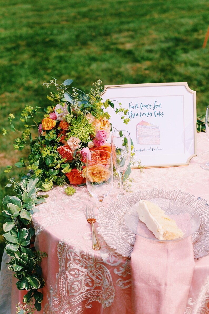Custom Cake Flavor Wedding Reception Sign Print, Dessert Menu ...
