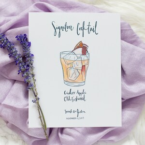 Custom Signature Cocktail Sign Drawing, Personalized Drinks ...