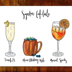 Custom Signature Cocktail Sign Drawing, Personalized Drinks ...