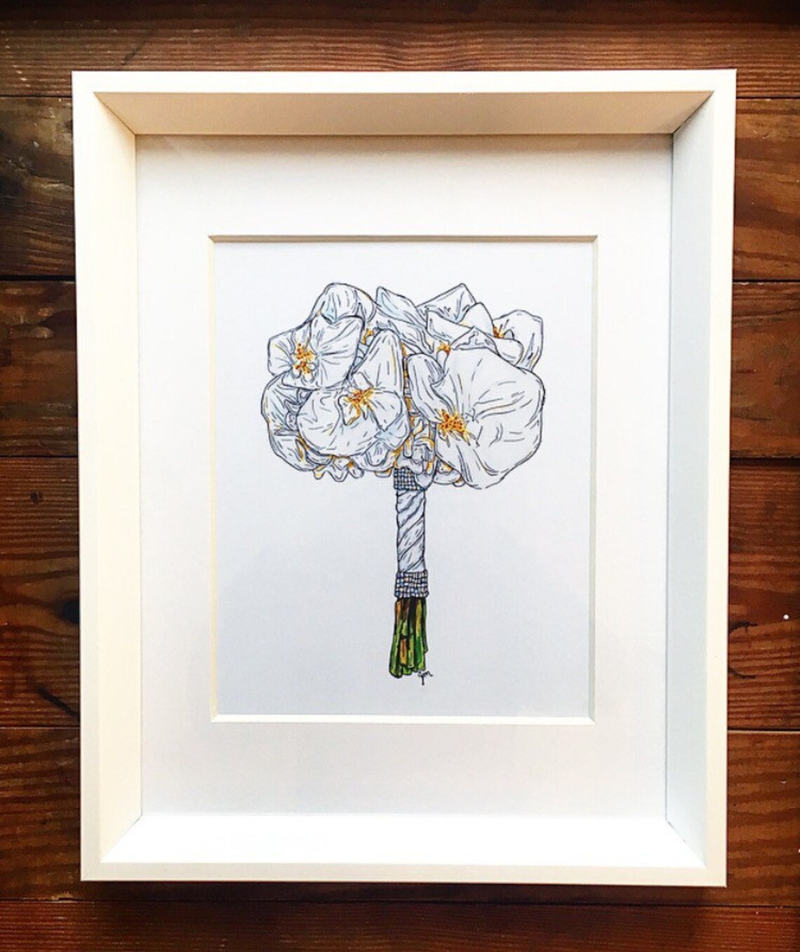 Custom Wedding Bouquet Flowers Drawing Illustration Print - Etsy