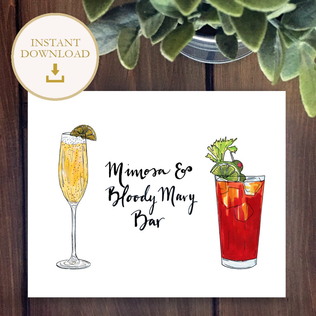 Mimosa & Bloody Mary Bar Sign: Printable Brunch Decor (PDF) - Etsy