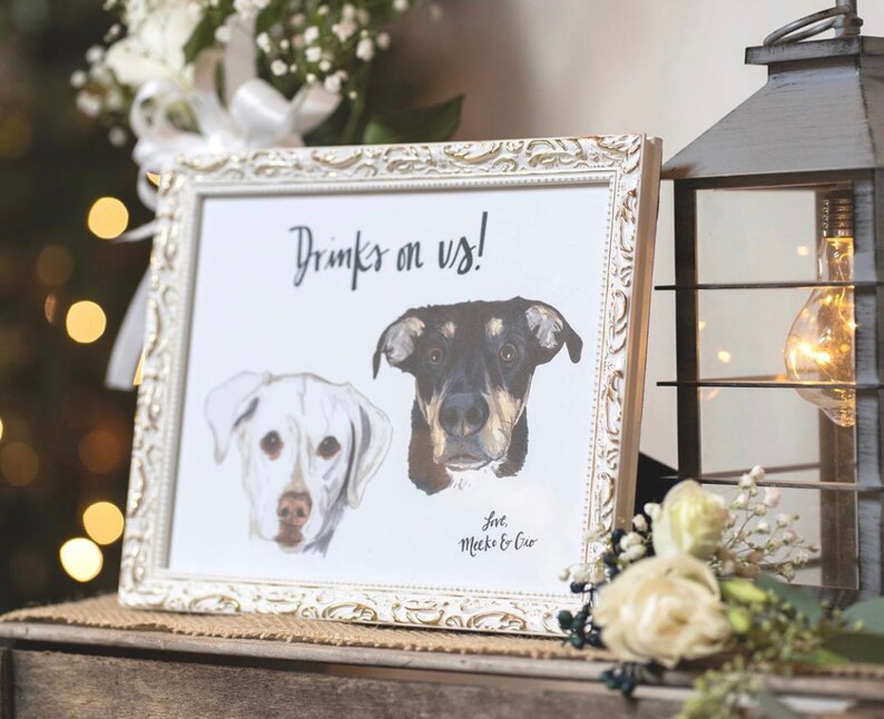 Custom Bar Wedding Sign With Pet Portrait Bar Menu Specialty - Etsy