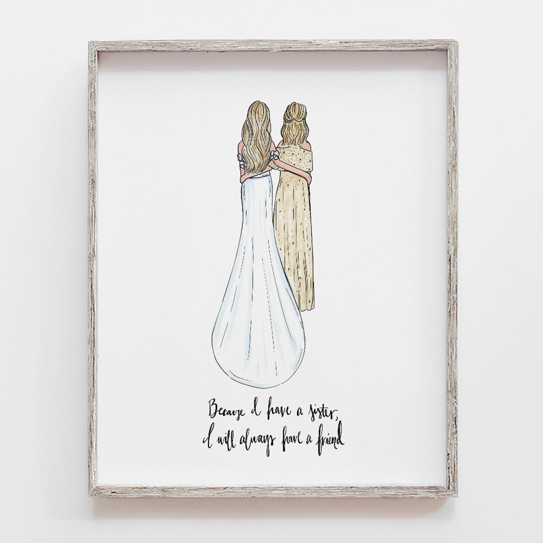Custom Bridesmaid Drawing of Bride and Maid of Honor, Matron of Honor ...