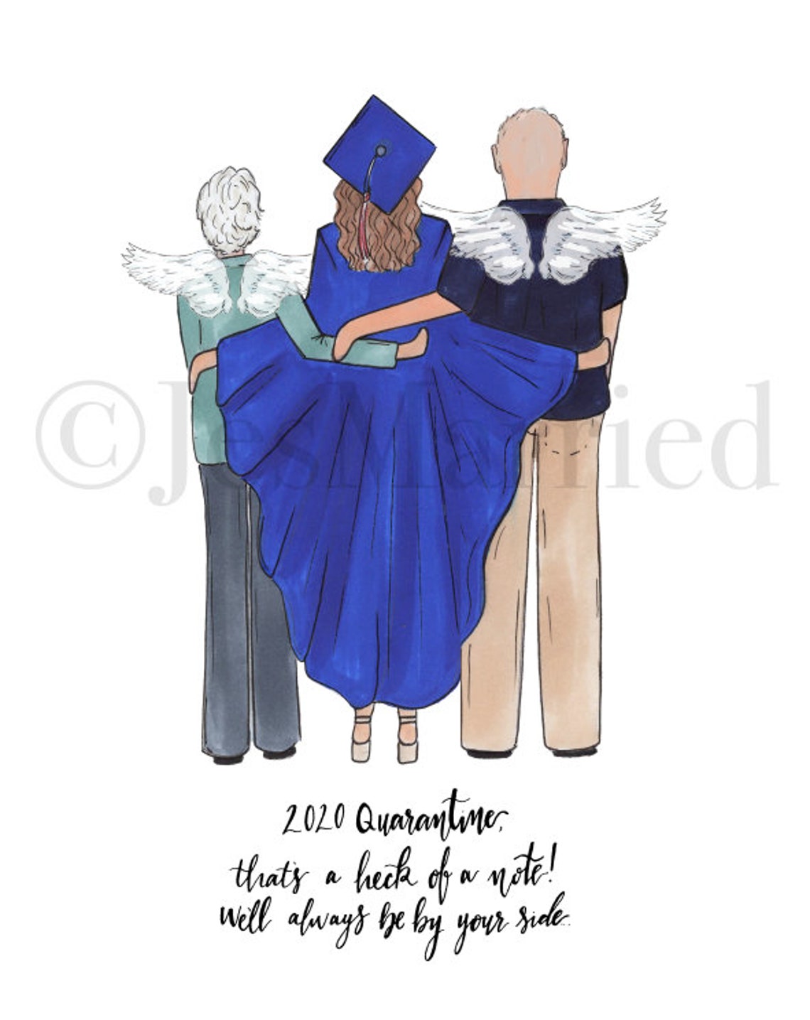 Custom Graduation Gift Portrait, Remembrance Drawing of College or High ...