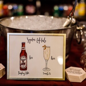 Custom Signature Cocktail Sign Drawing, Personalized Drinks ...