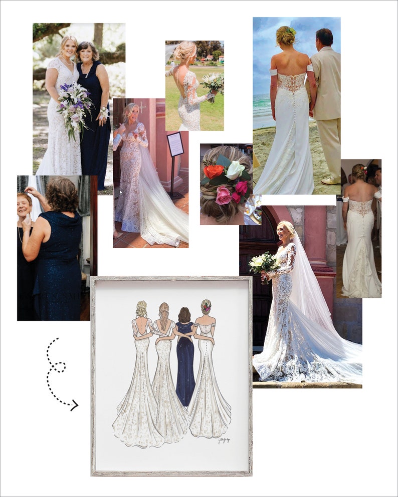 Custom 2 Bride Drawing / Same Sex Wedding / Sister of the Bride / Bride ...