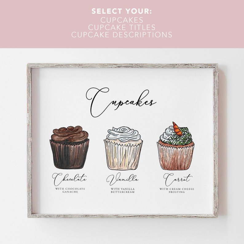 Custom Cupcake Flavor Sign: Wedding Dessert Menu (10x8 Print) - Etsy