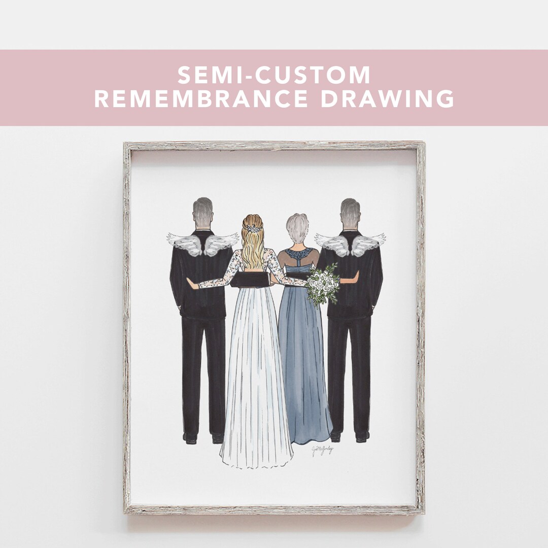 5 People, Remembrance Gift Drawing of Mother of the Bride, Daughter ...