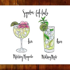 Custom Signature Cocktail Sign Drawing, Personalized Drinks ...