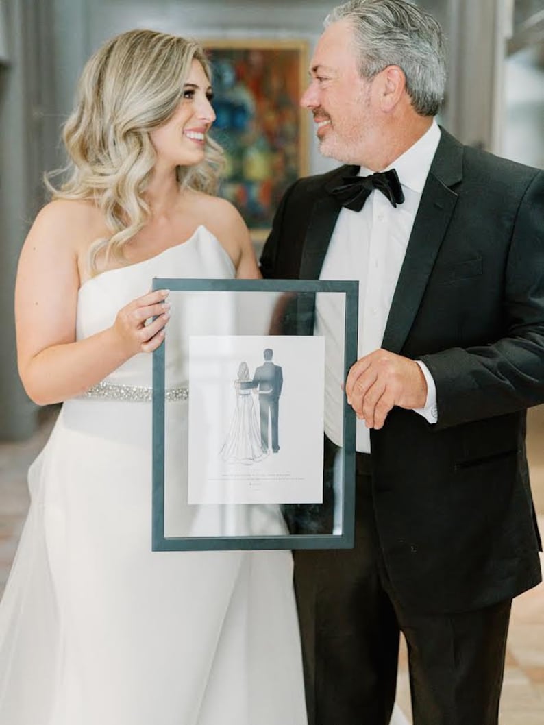 Custom Father of the Bride Gift Drawing From Daughter in YOUR Dress and ...