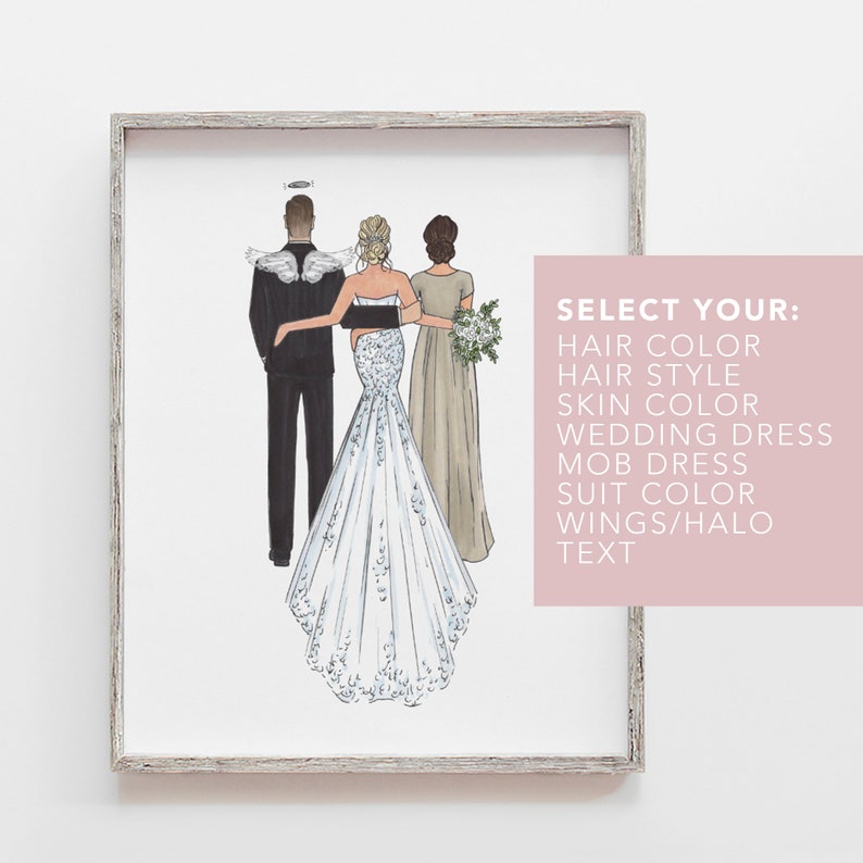 Remembrance Gift Drawing of Mother of the Bride Daughter & - Etsy