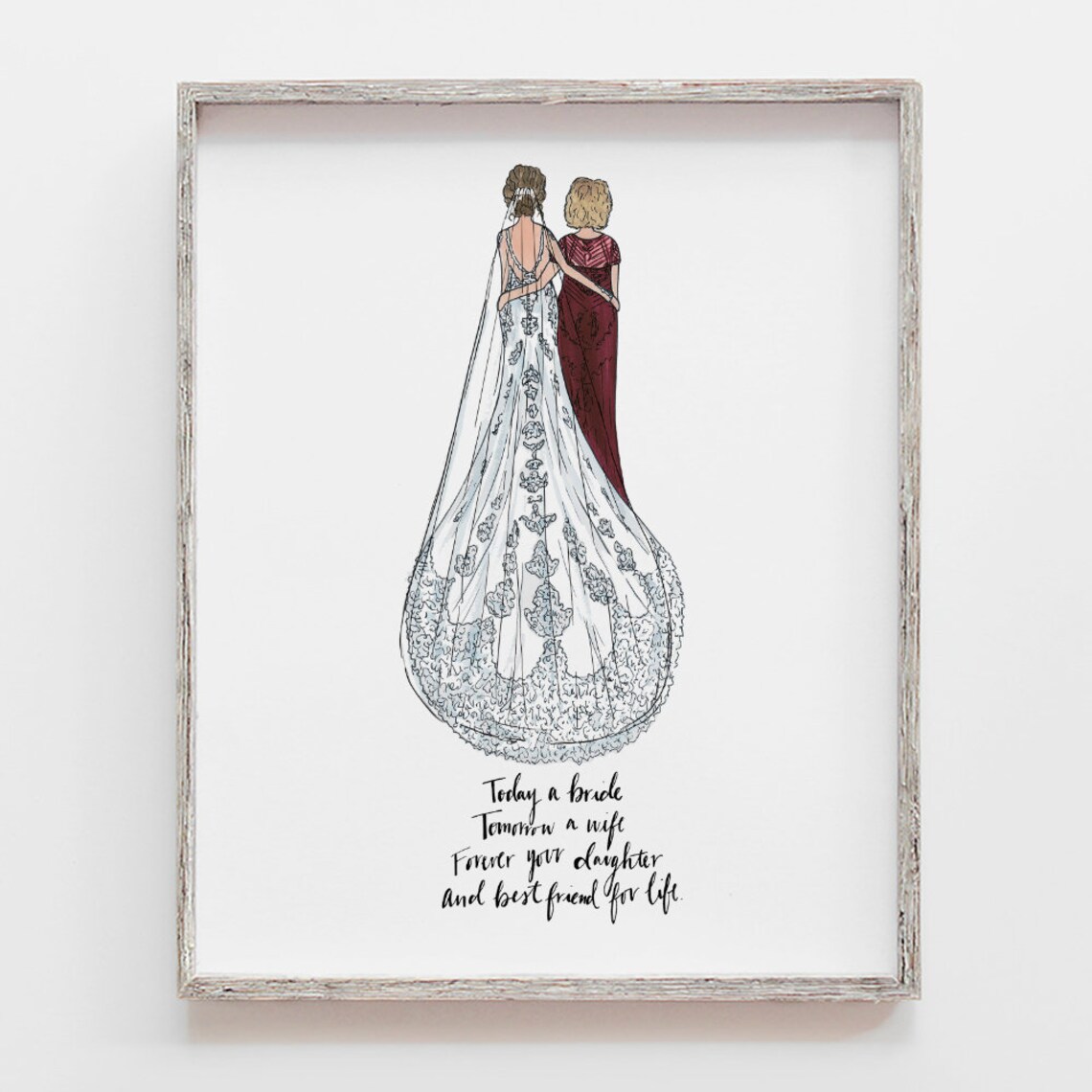 Custom Mother of the Bride Gift Drawing From Daughter in YOUR - Etsy
