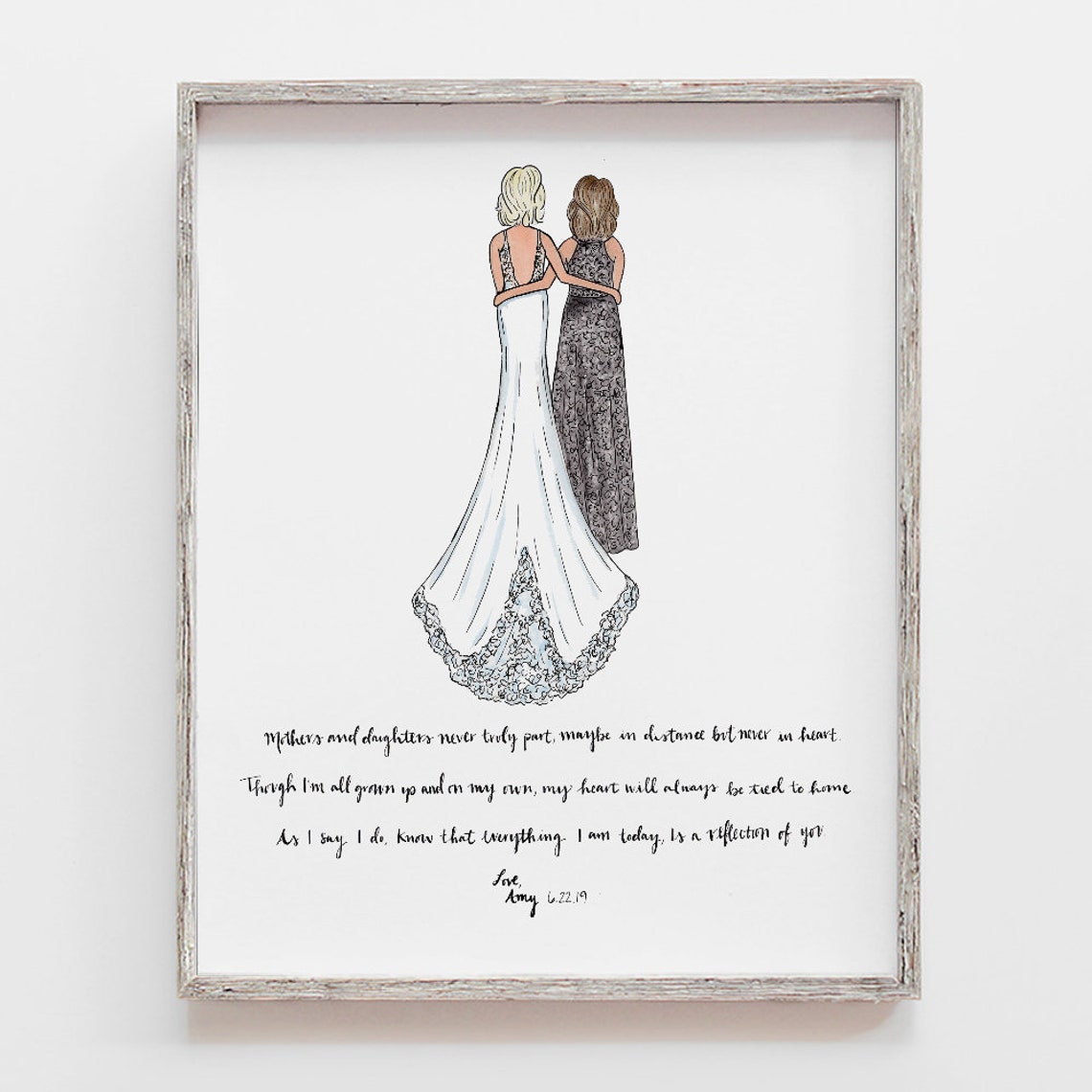 Custom Mother of the Bride Gift Drawing From Daughter in YOUR - Etsy
