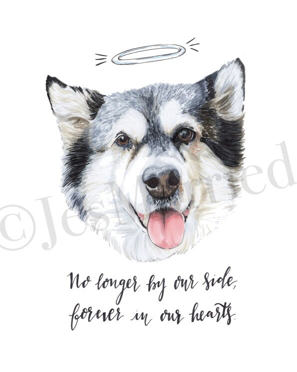 Custom Remembrance Pet Portrait Drawing illustration Print | Etsy