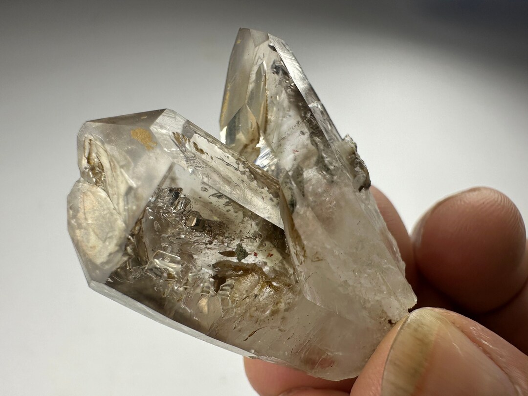 Goboboseb Smoky Skeletal Quartz Twin With Fenster Windows, Clay ...