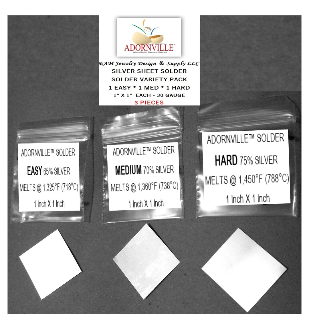 Adornville® Silver Sheet SOLDER Variety Pack 1easy+1med+1hard 1 Inch ...