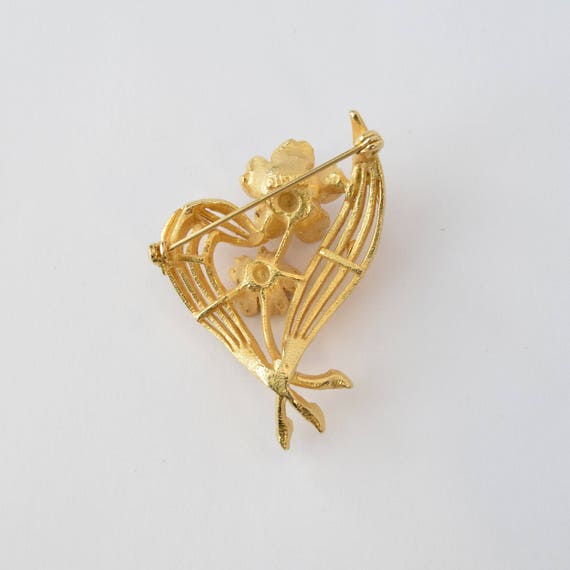 1960's Vintage Lisner Gold Flower Brooch and Earring … - Gem