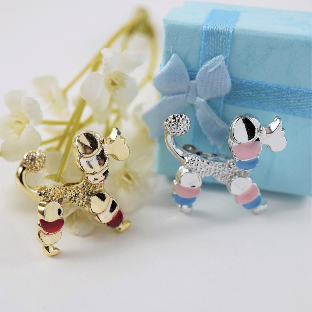 Lot of 2 Vintage Hand-painted Enamel Poodle Pins - Etsy