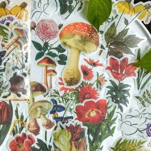 60 Stickers Flower & Leaf Frosted Color Leaves Pressed - Etsy