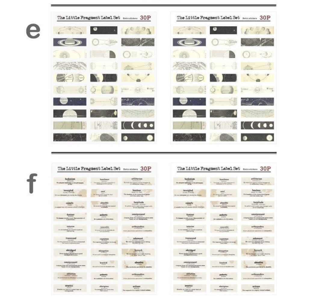 Fragment Sticker Strips, Space, Flower, Butterfly, Planets, Map ...