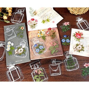 Bottled Nature Stickers, Clear, Flowers, Planets, Mushrooms ...